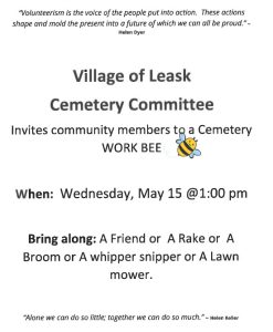 Cemetery Work Bee – RM Leask 464